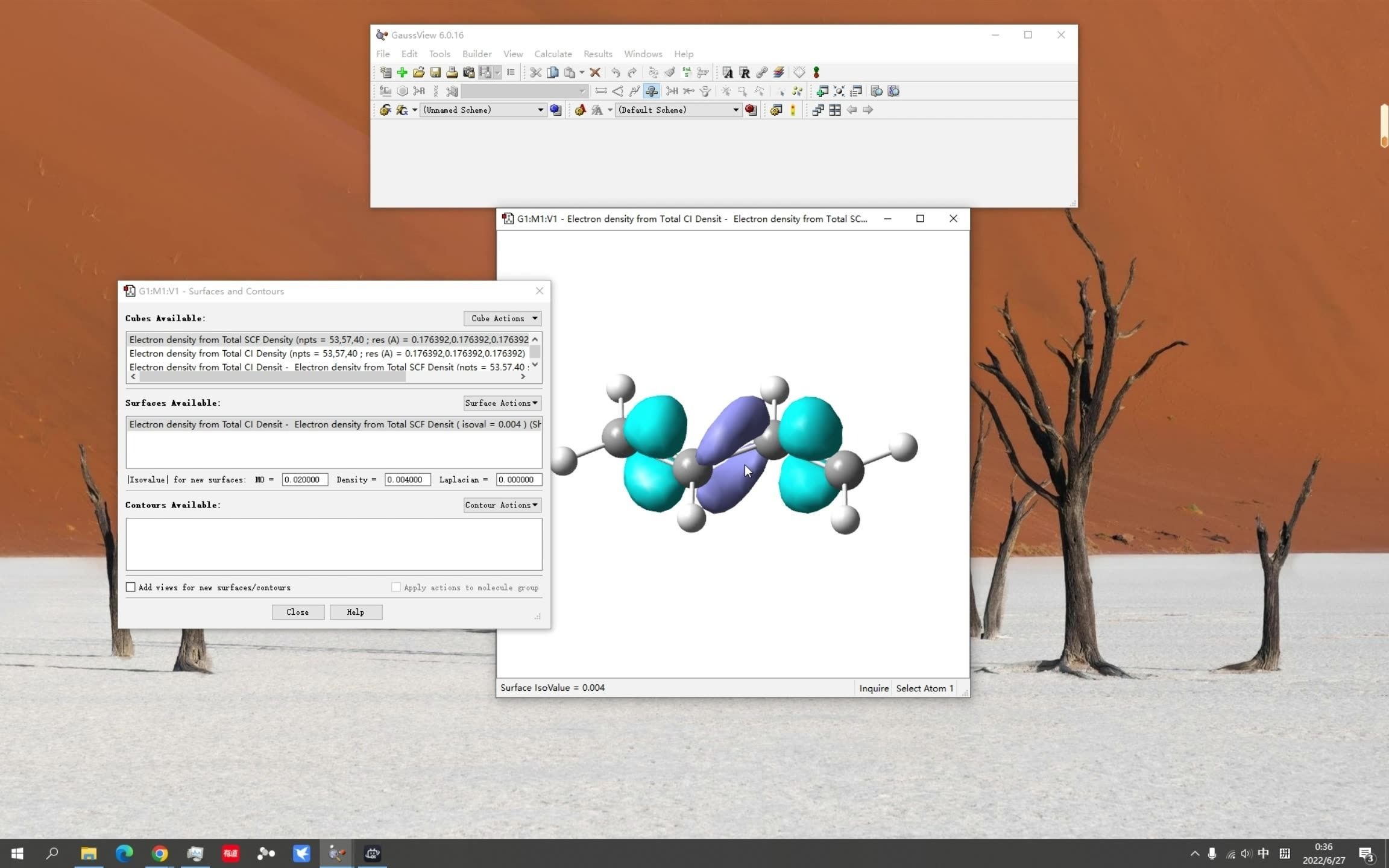 【GaussView】4-3 在GaussView中查看基态与激发态的电子密度差