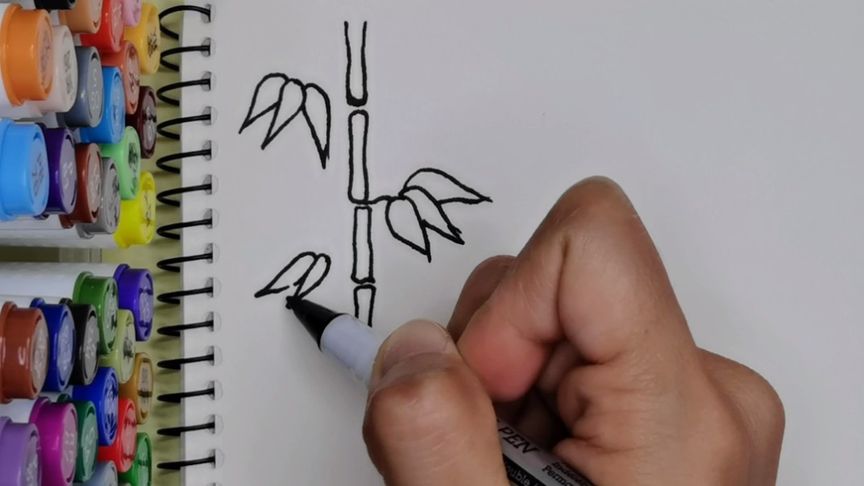 国宝熊猫喜欢吃什么呢?简单易学的竹子简笔画,可以练练手哦