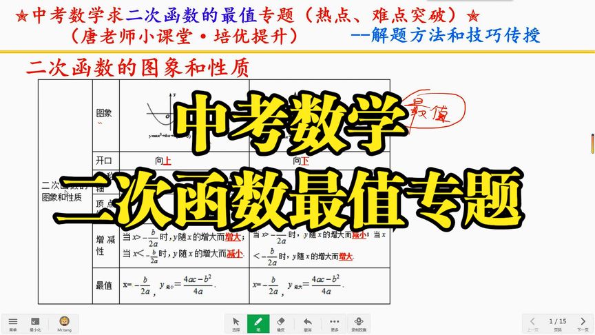 中考数学二次函数最值专题1|掌握函数最值公式,直接带入求解即可