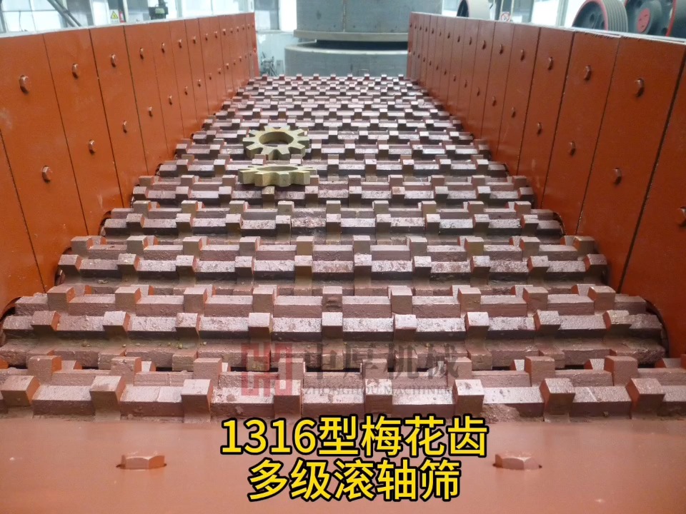 中厚机械1316型梅花齿多级联动滚轴筛,不同的物料用的滚轴也不一样