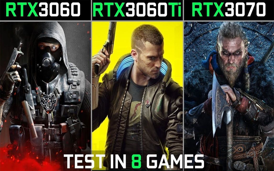 ...3060 12G vs RTX 3060Ti 3070 8G 显卡对比(1080P、1440P分辨率...