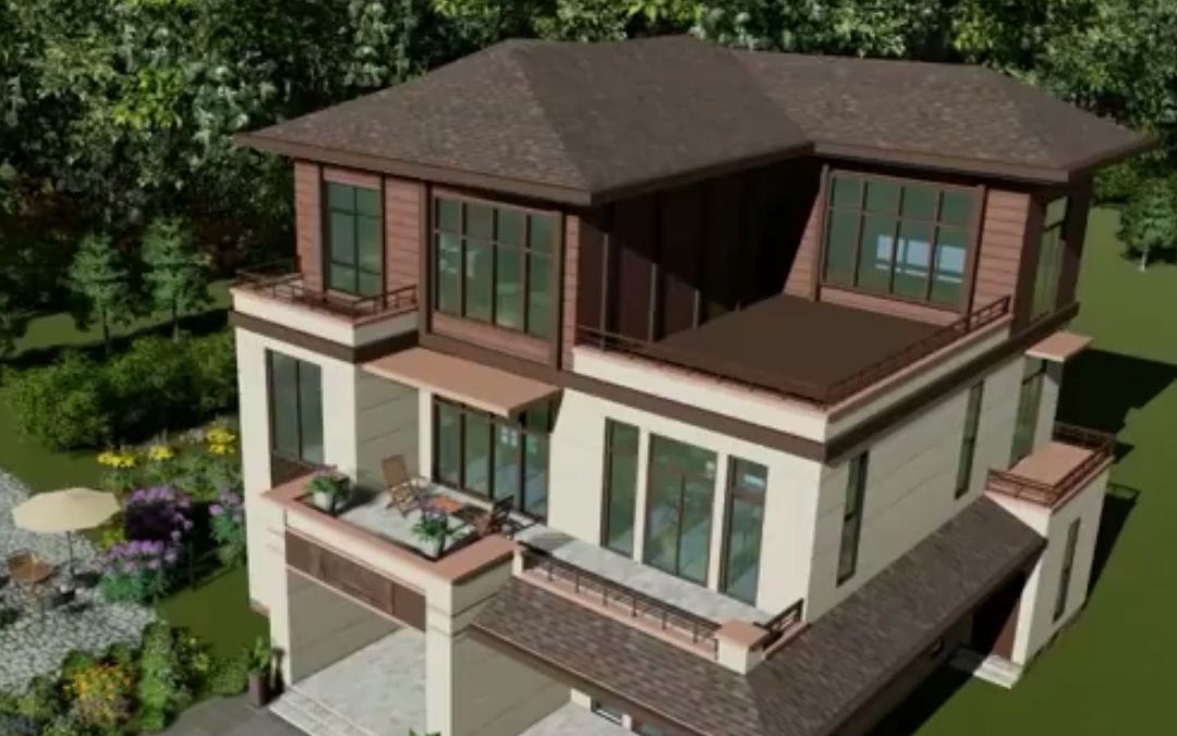 农村自建房设计开间14.8米进深13米乡村别墅设计图纸分享