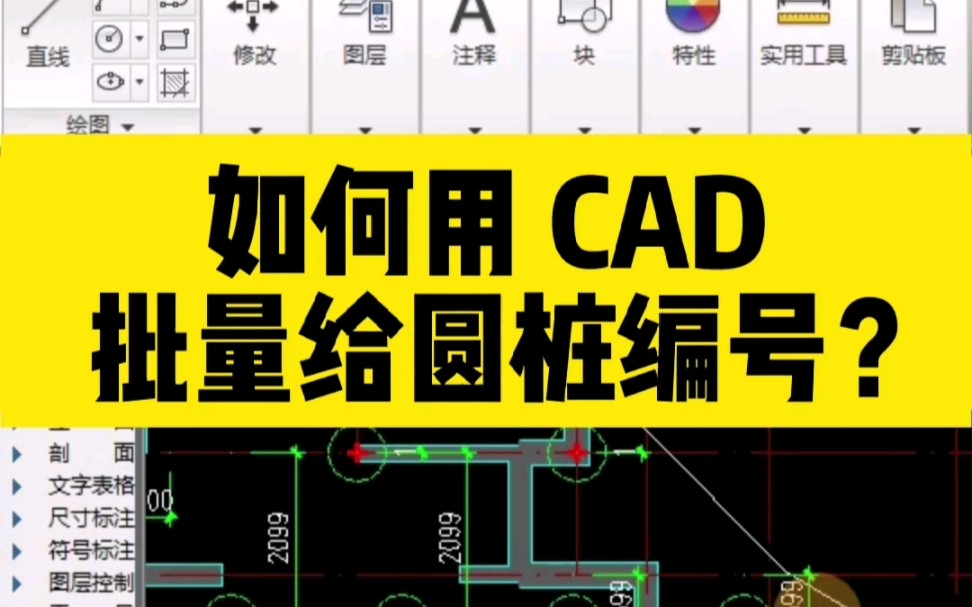 如何用CAD批量给圆桩编号?