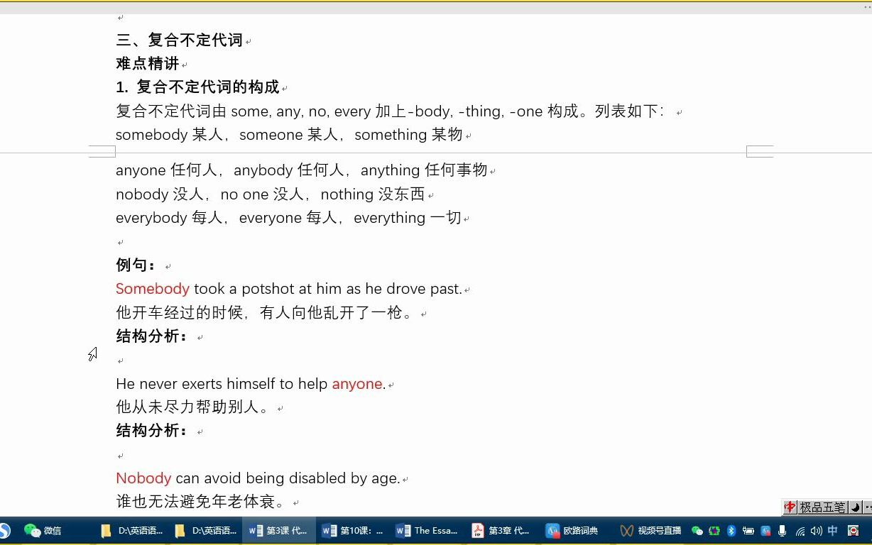 英语语法:复合不定代词的构成