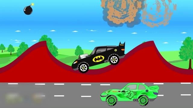 卡通动画:拼装好卡车 开始汽车 闯关比赛游戏吧