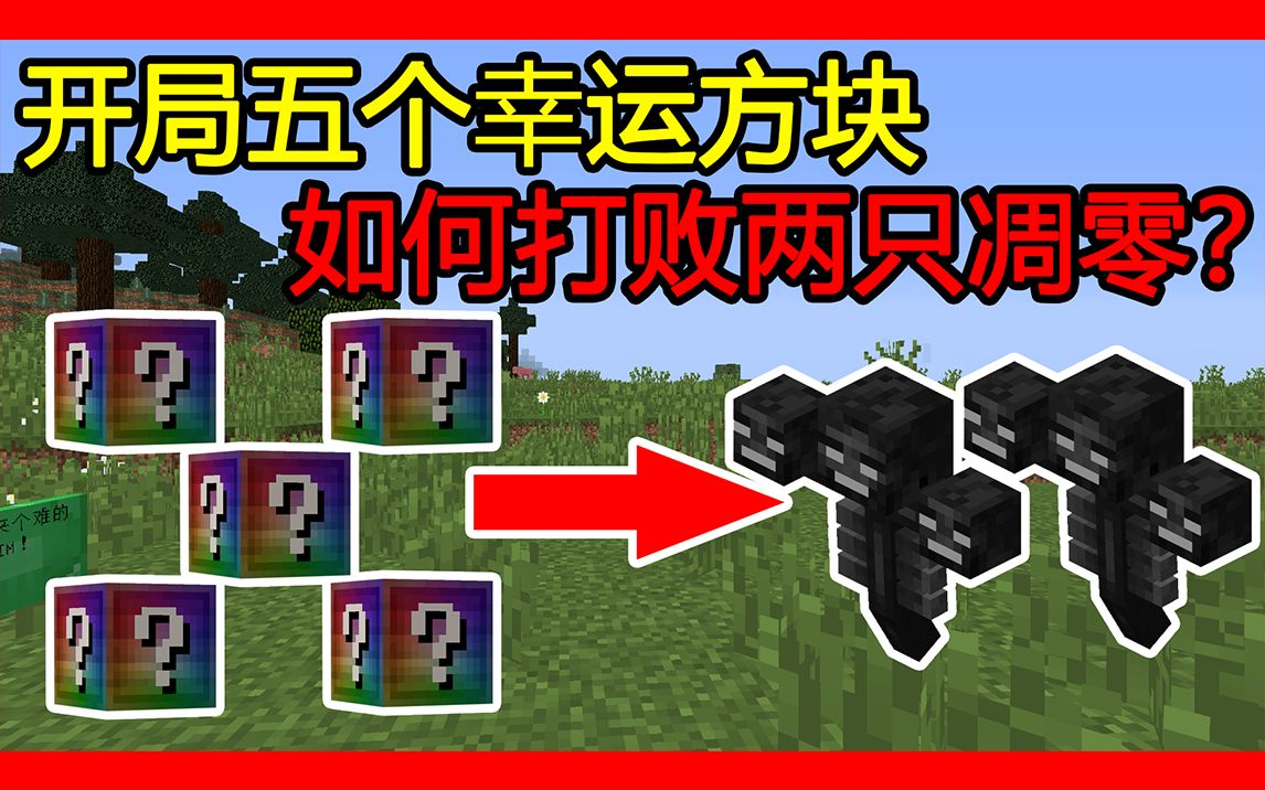 我的世界:开局五个幸运方块,如何打败两只凋零?