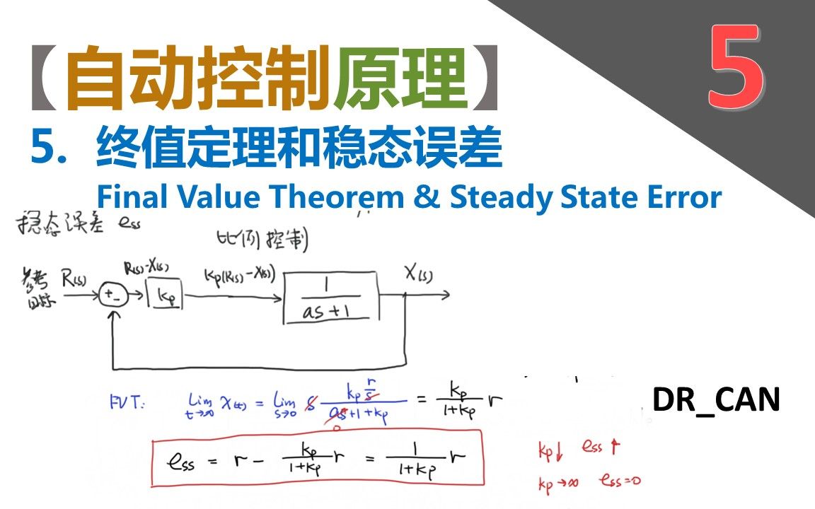 【自动控制原理】5_终值定理和稳态误差_Final Value Theorem & ...