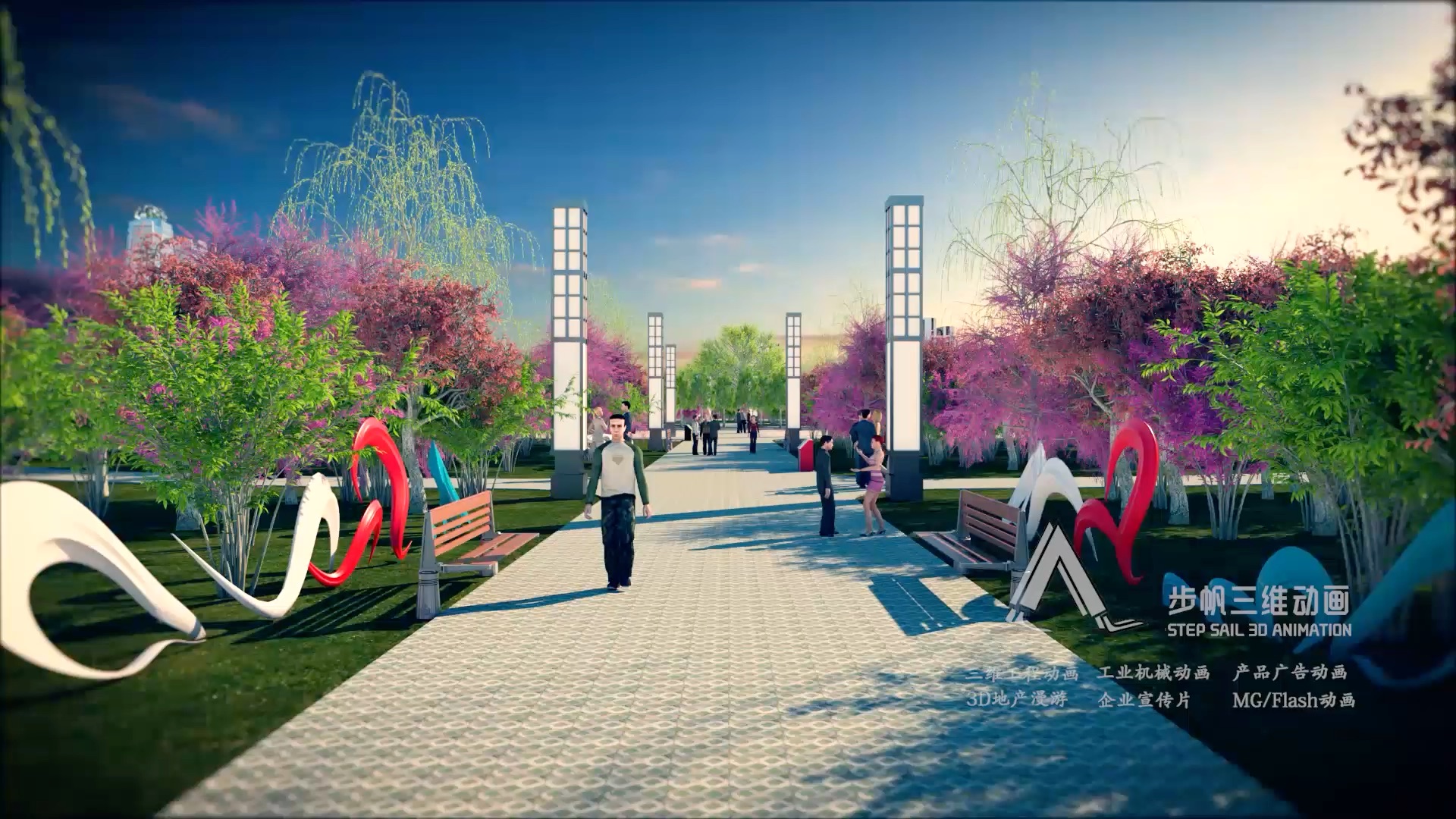 地产动画工业厂区漫游c4d制作景观规划设计演示机械仿真模拟产品