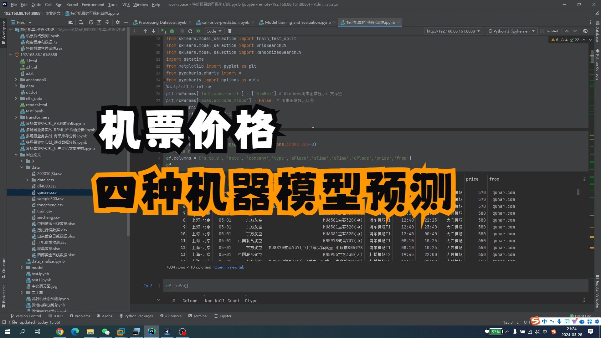 机票价格的四种机器模型预测