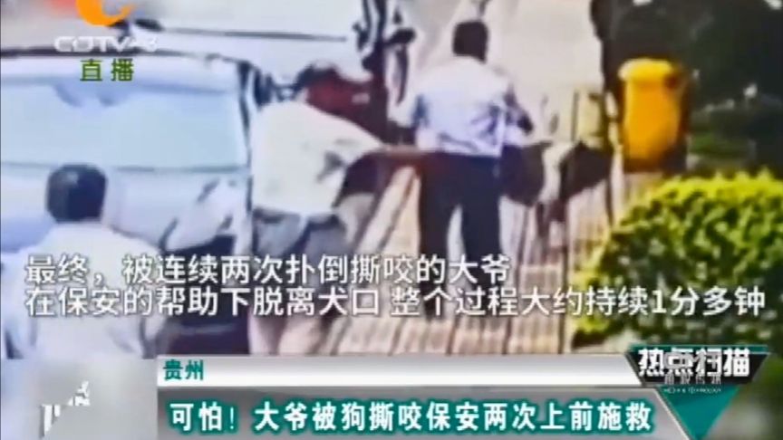 可怕!大爷被狗撕咬保安两次上前施救,身体多部位被咬得鲜血直流