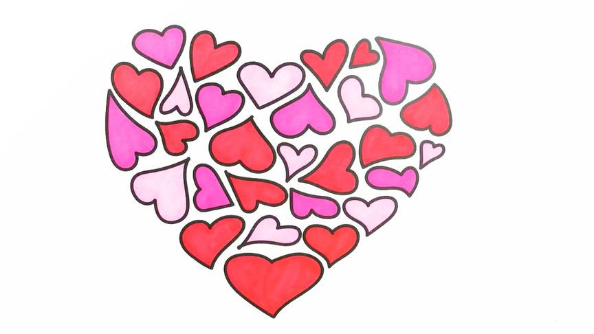 漂亮的爱心简笔画填色教程