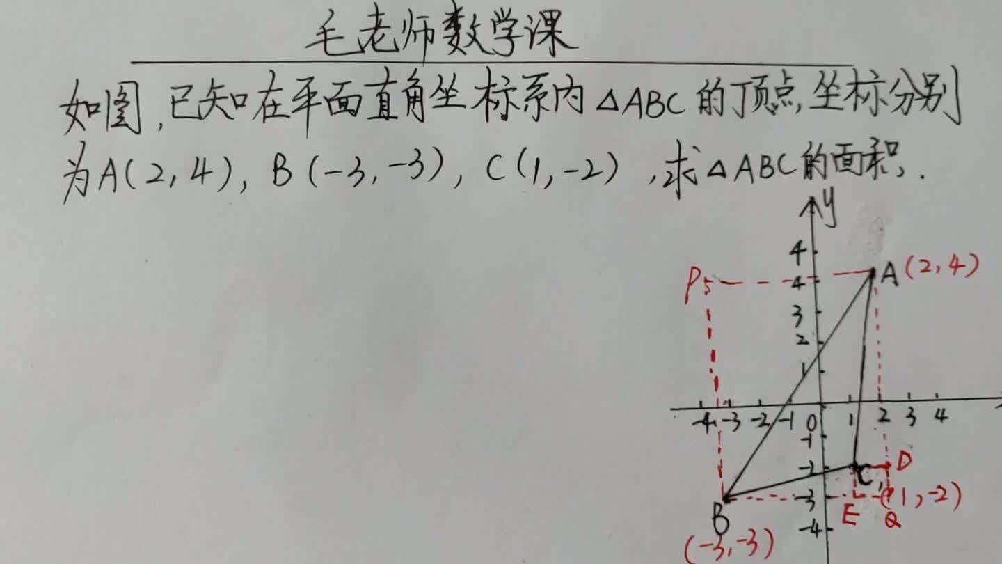 七下数学:平面直角坐标系中如何求三角形的面积?此题比较复杂!