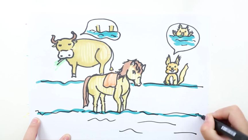 小马过河简笔画
