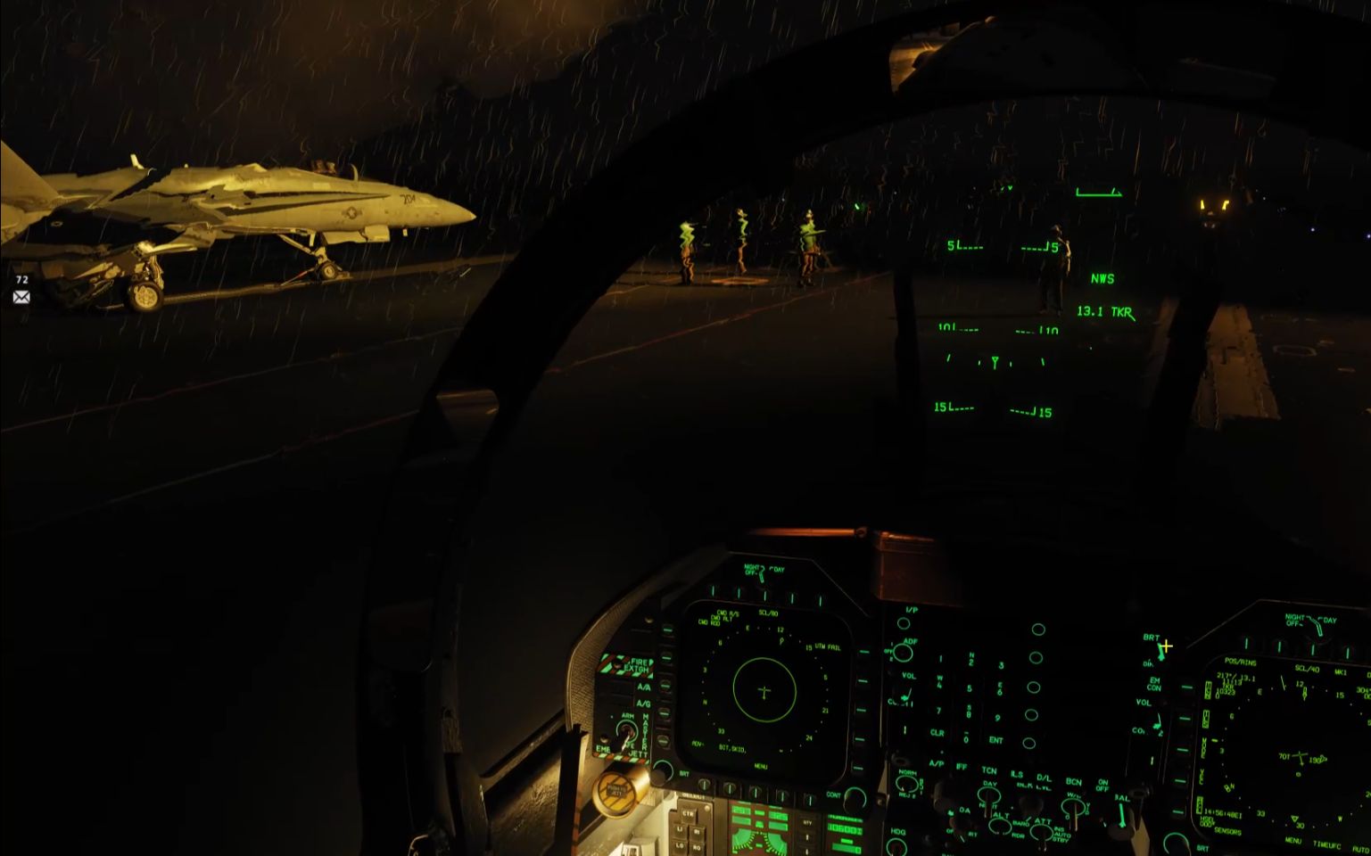 DCS超级航母 夜间暴雨 航降练习