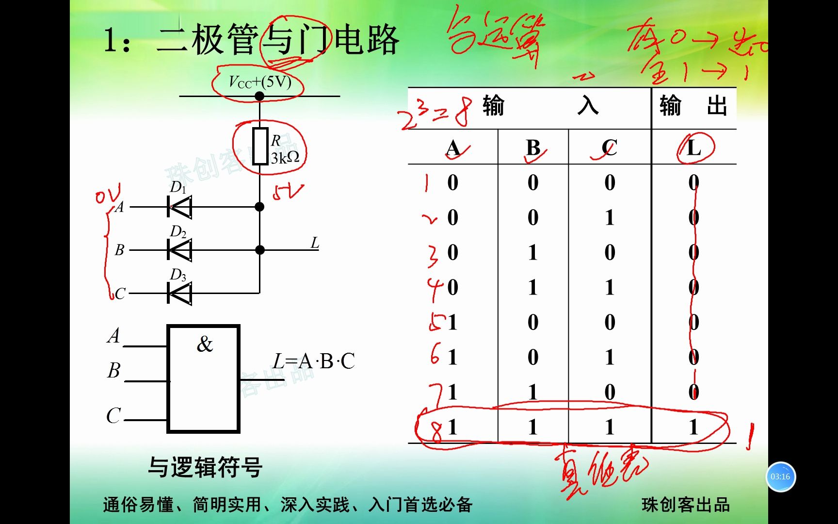 数字电路-16-二极管与门电路