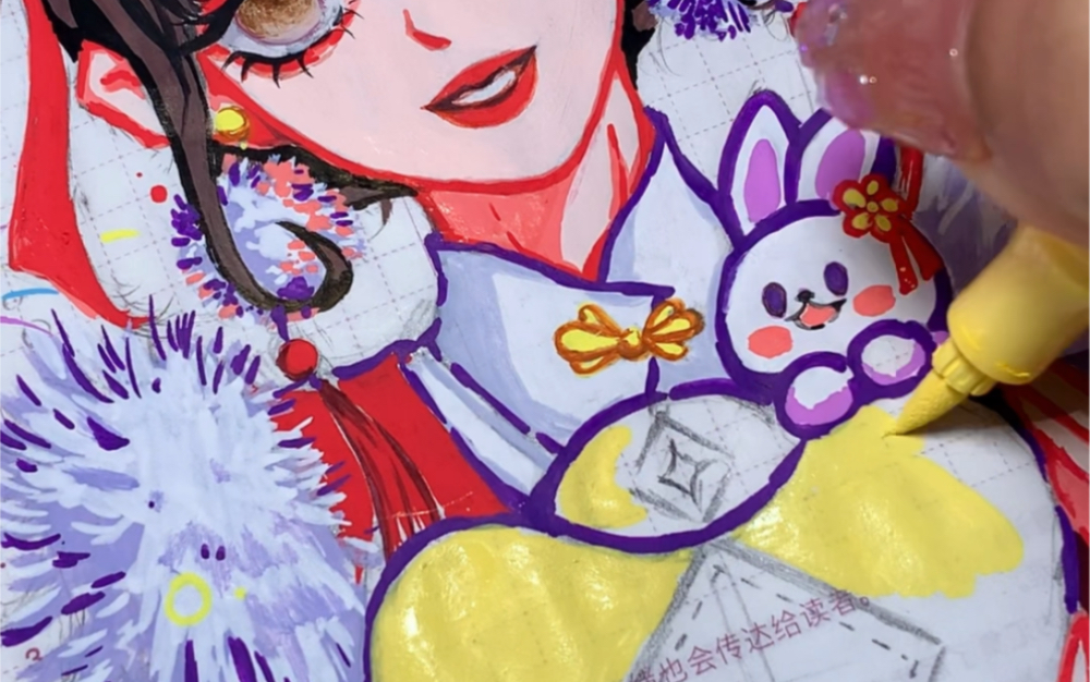 【丙烯马克笔】画一只新年兔兔