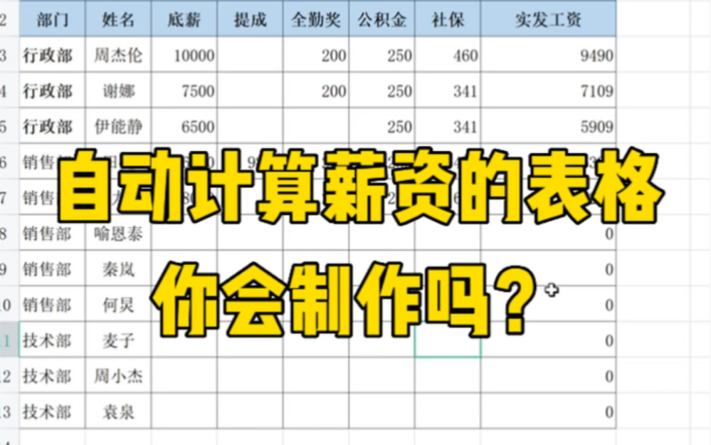 自动计算薪资的表格你会制作吗?