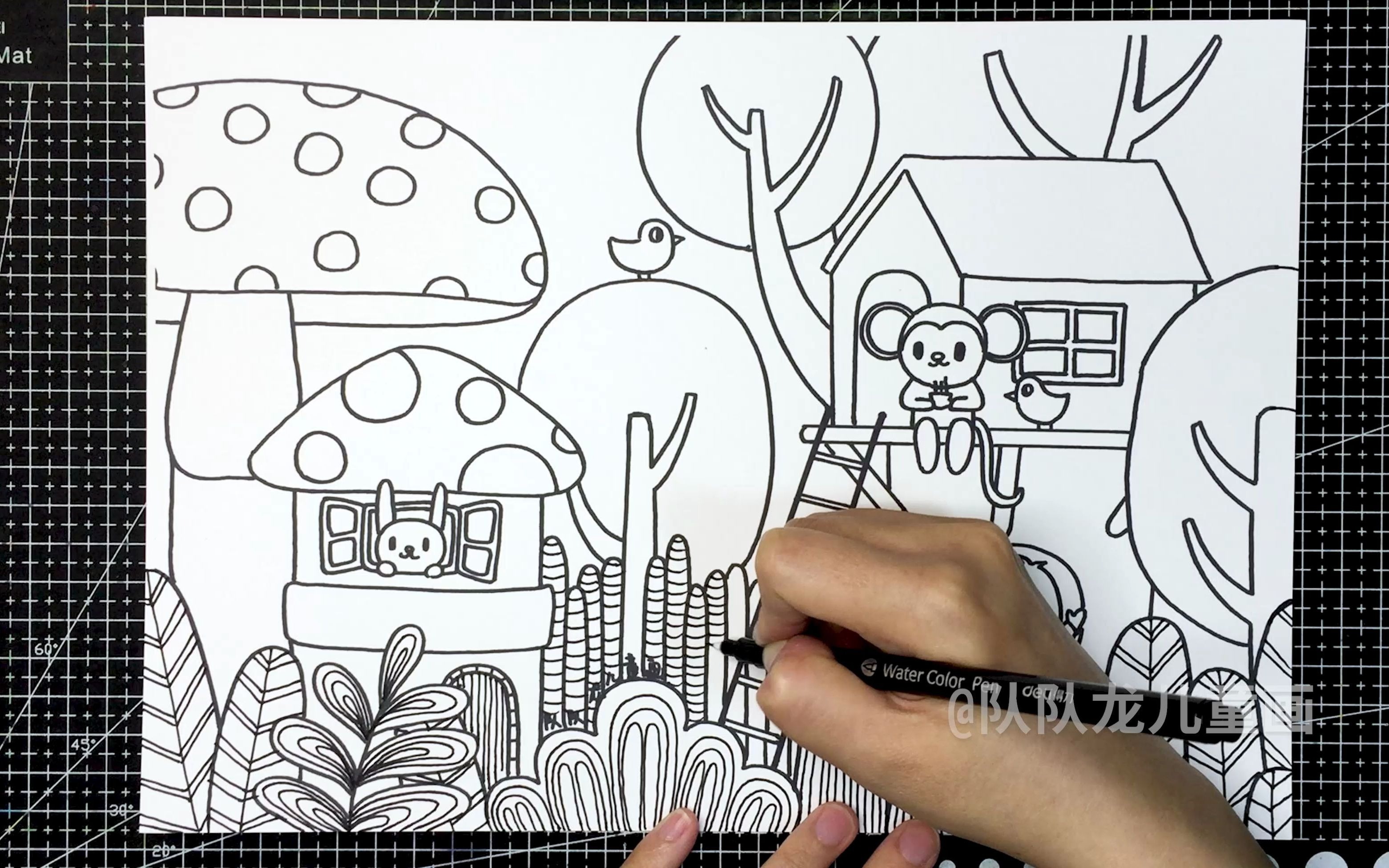 儿童画配色6:黑白线描画