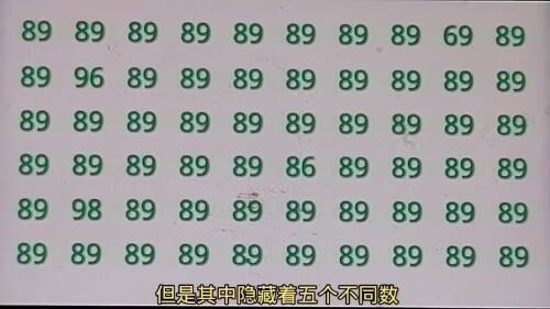 眼力大挑战!89秒内找出5个隐藏数字,全对才是真大神