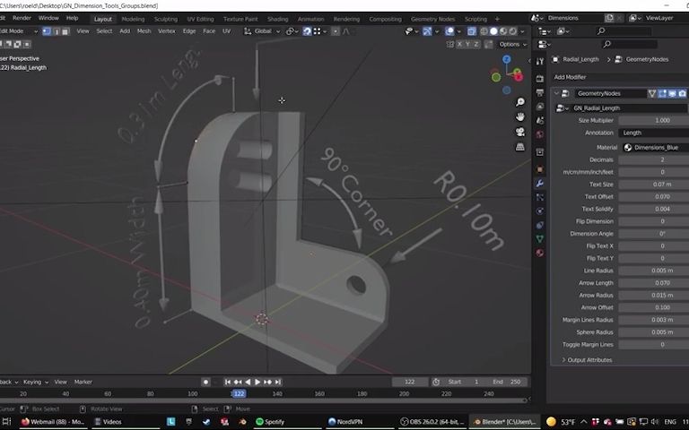 Blender几何节点尺寸系统测量工具