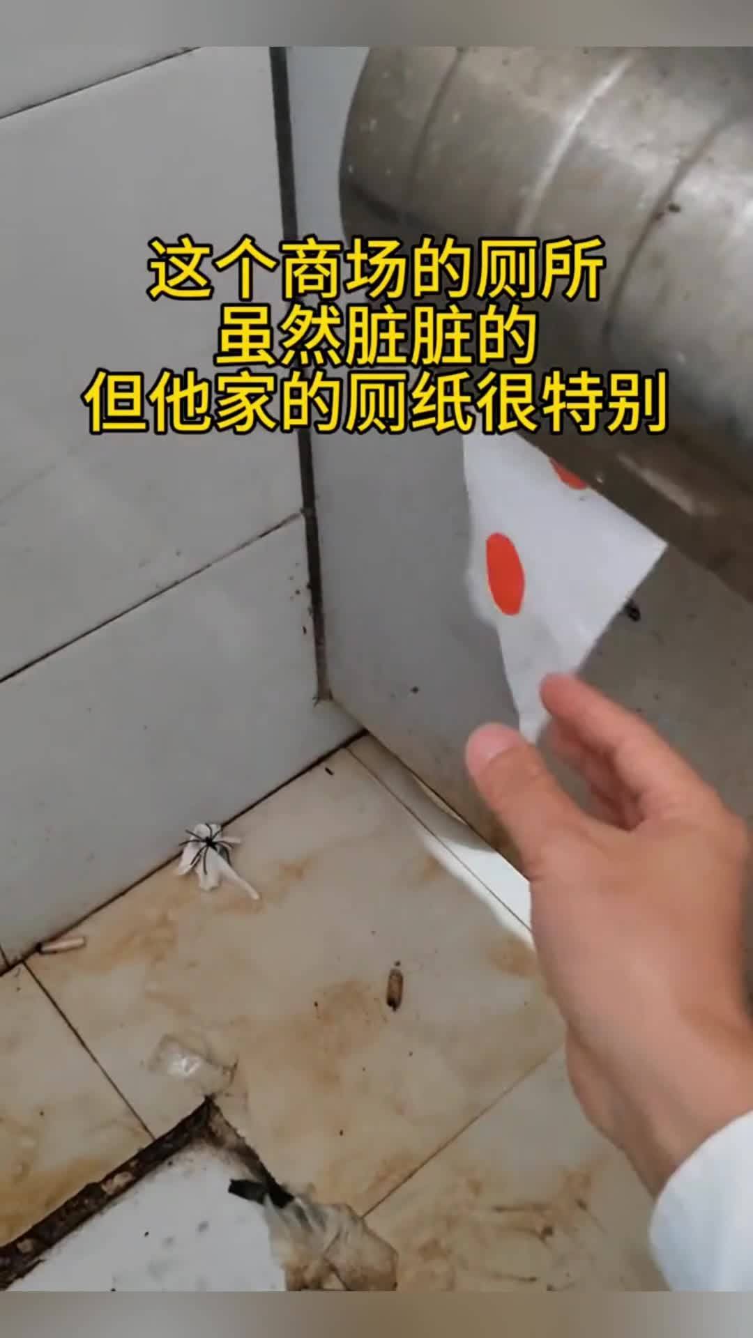 这商场的厕所虽然脏脏的,但他家的厕纸好特别!