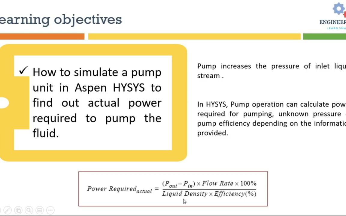 EduX_HYSYS_06_Pump power and efficiency calculations in HYSYS