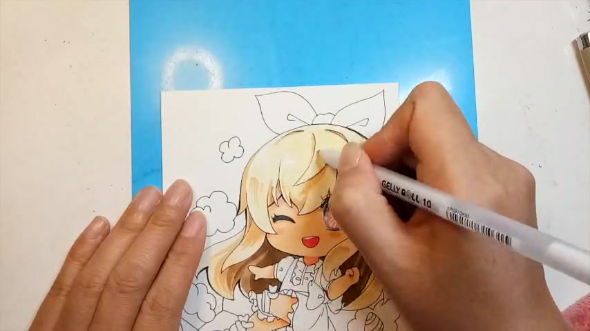 马克笔手绘Q版动漫人物——礼品女孩上色