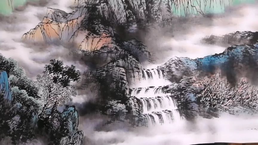 山水画湿染多次画面滋润厚重