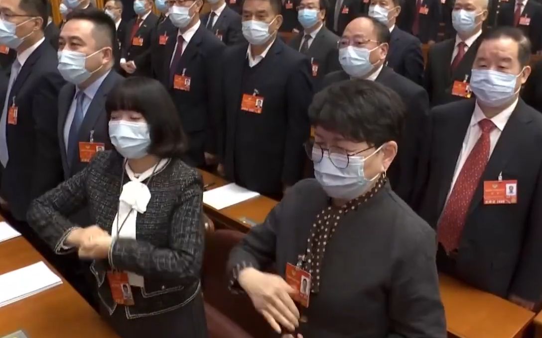 全国政协十三届五次会议开幕。开幕会上,全国政协委员高晓笛用手语...