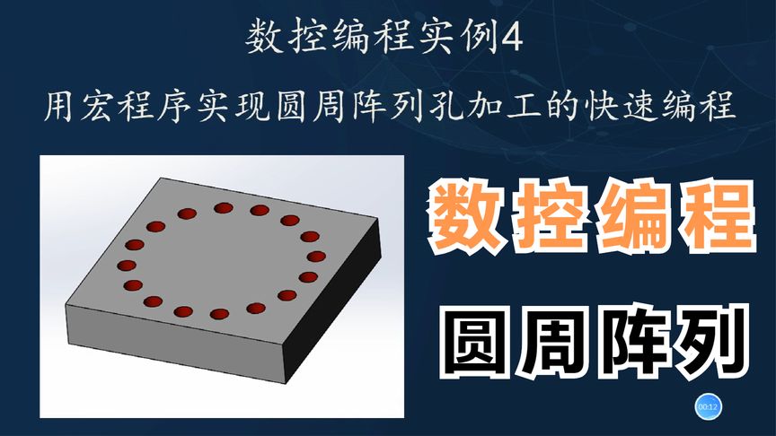 数控实例4,用宏程序实现圆周阵列孔加工的快速编程