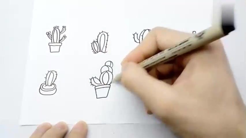 儿童学画画基础入门,简笔画教程视频,8款仙人掌的简笔画
