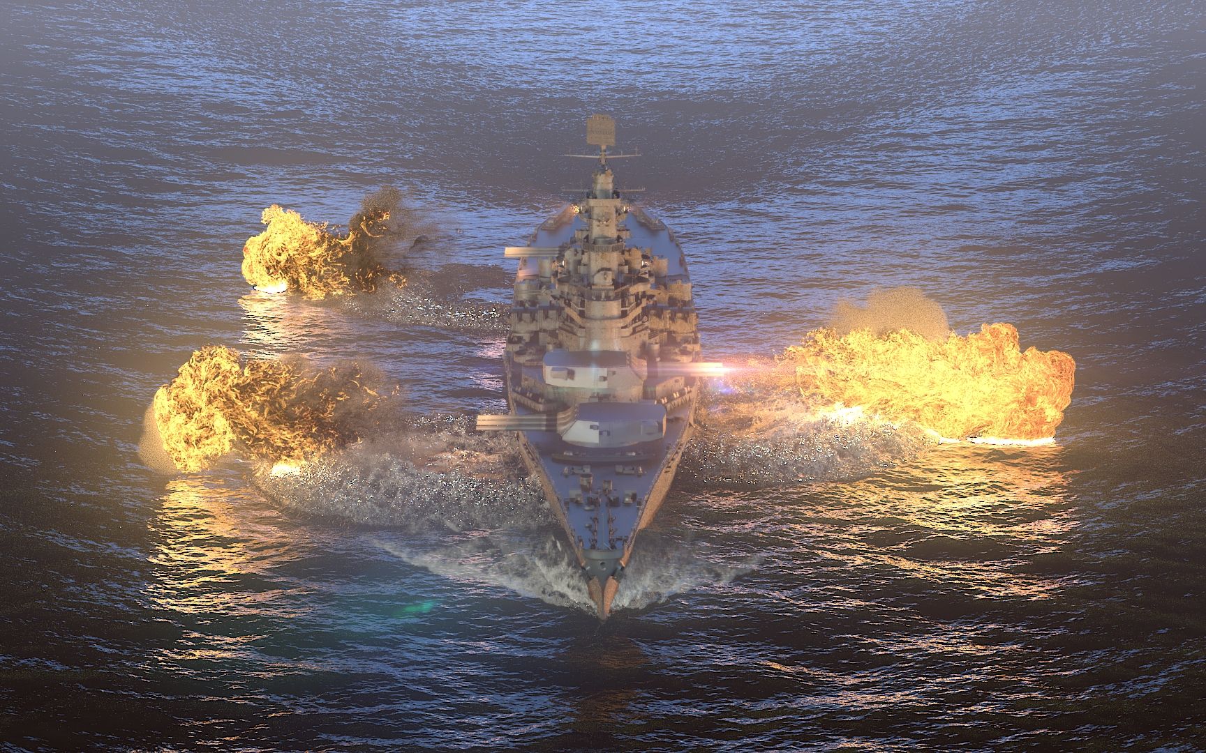 Houdini制作__密苏里号战列舰两舷齐射__开火特效