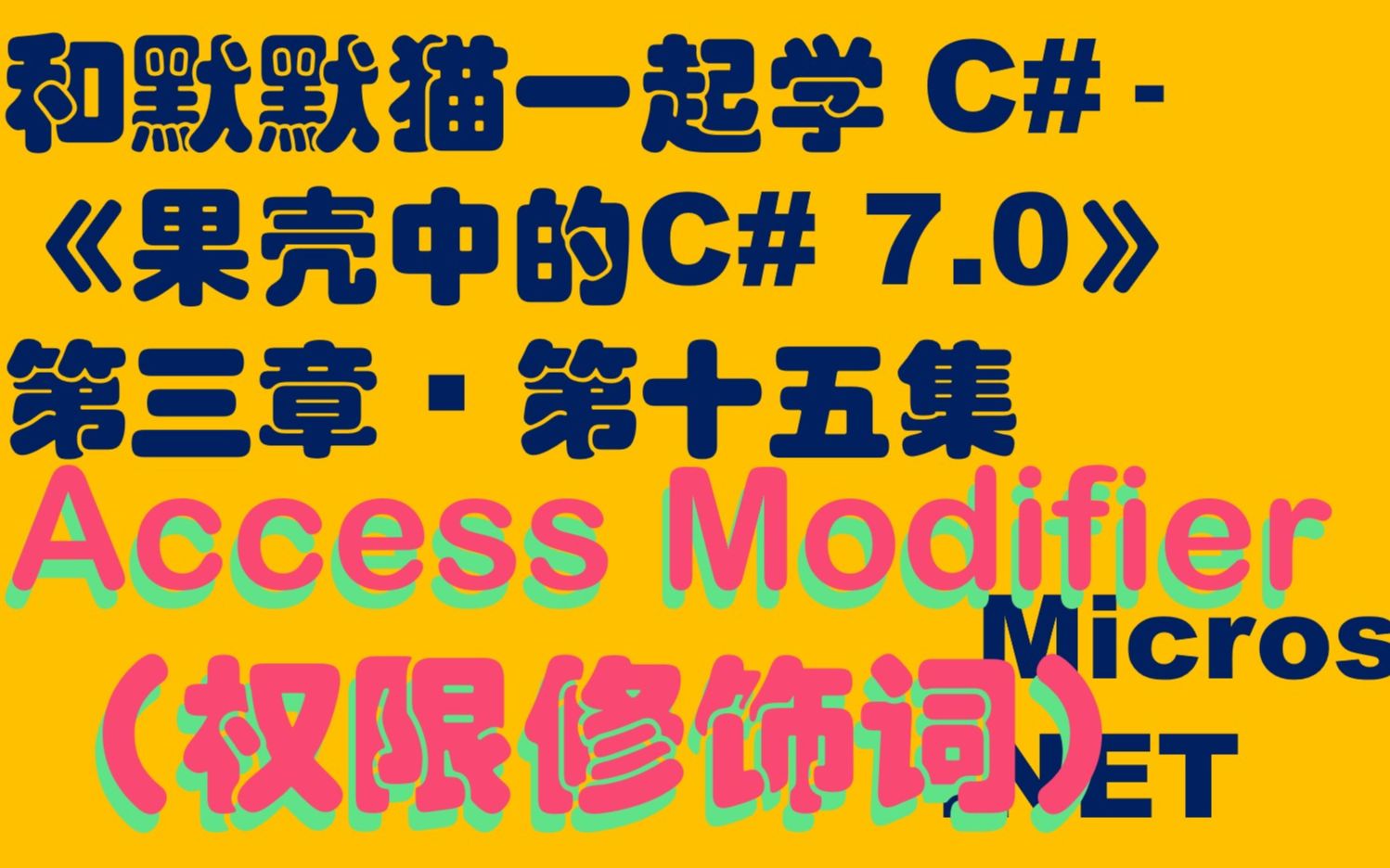 【和默默猫一起学C#】果壳中的C# 7.0 第三章 第十四集 Access ...