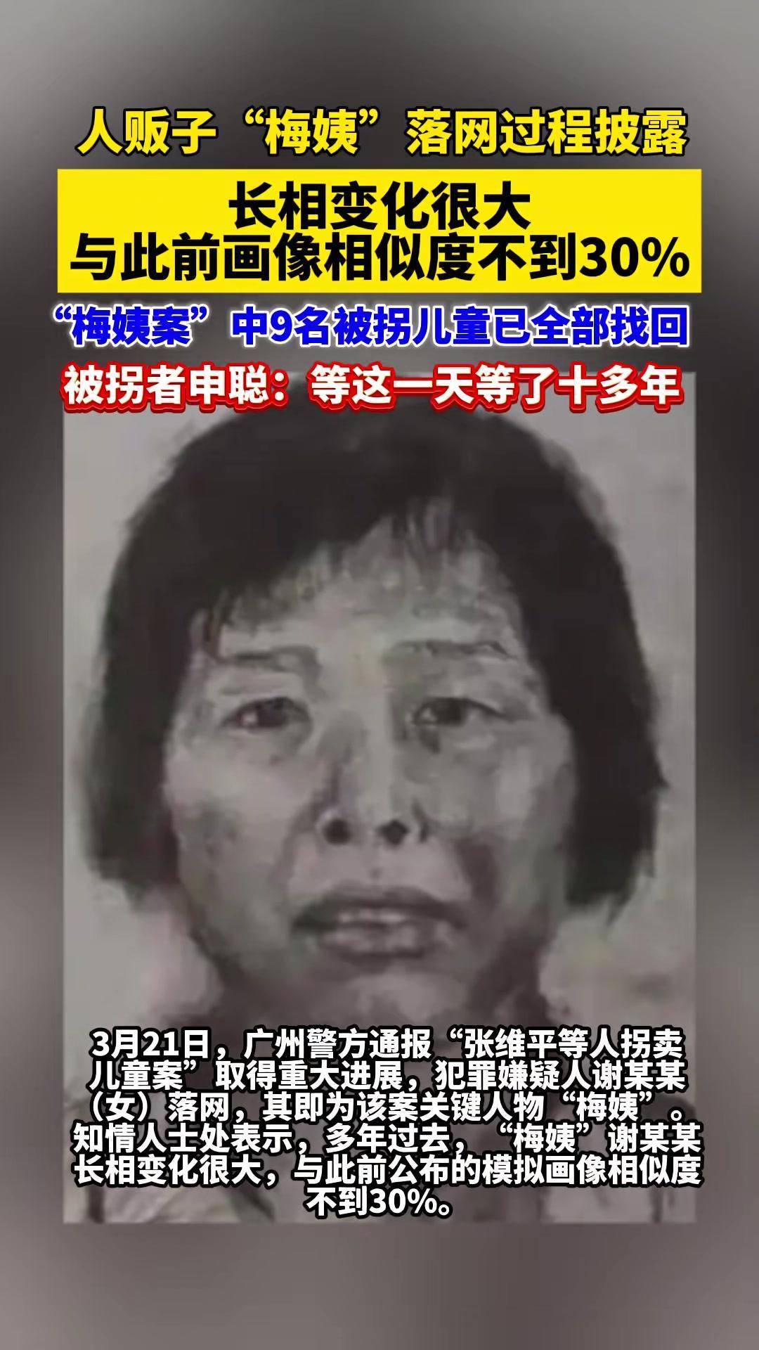 "梅姨"落网过程披露,"长相变化很大,与此前画像相似度不到30%"北京日报