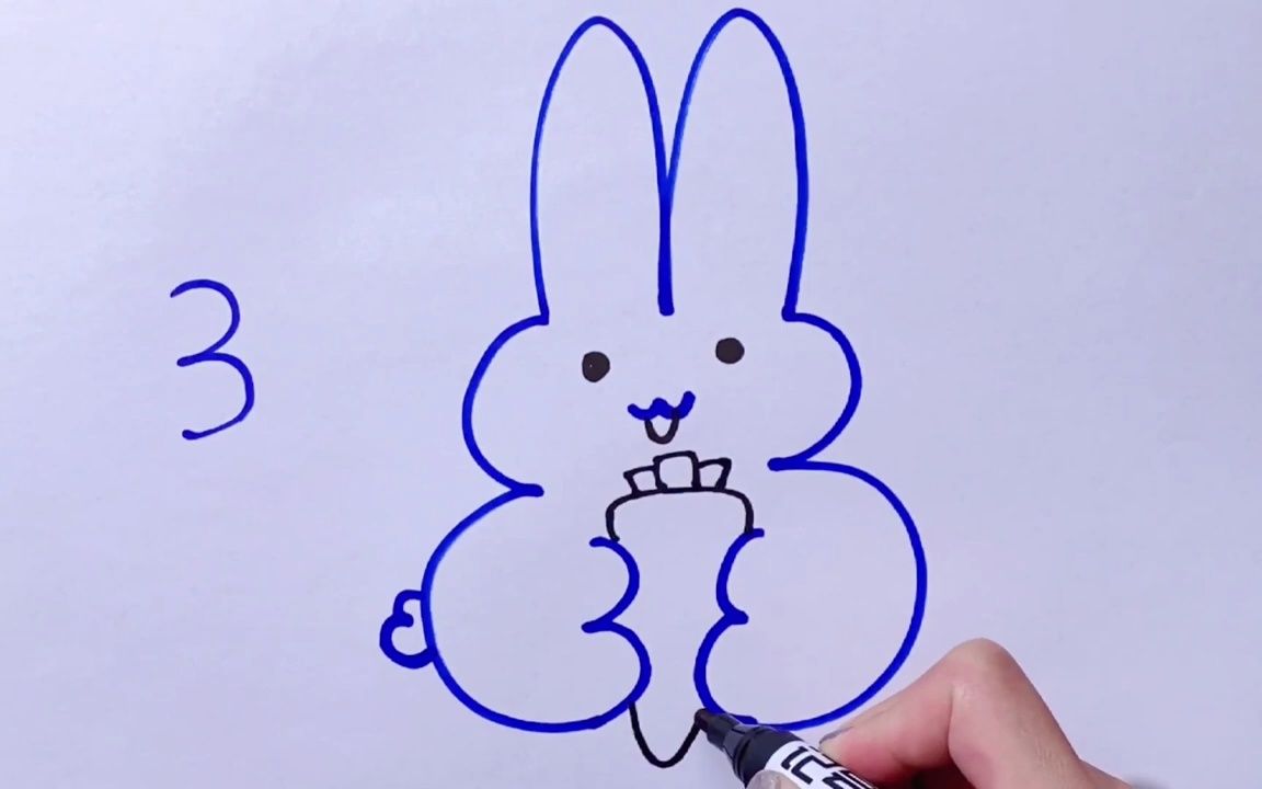 【简笔画】如何利用数字“3”画出一只可爱的小兔子