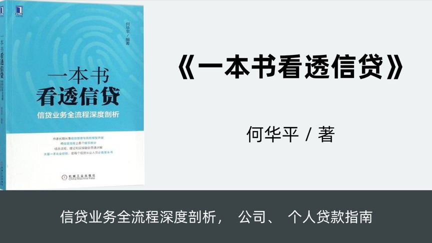 《一本书看透信贷》信贷业务全流程深度剖析,公司、个人贷款指南