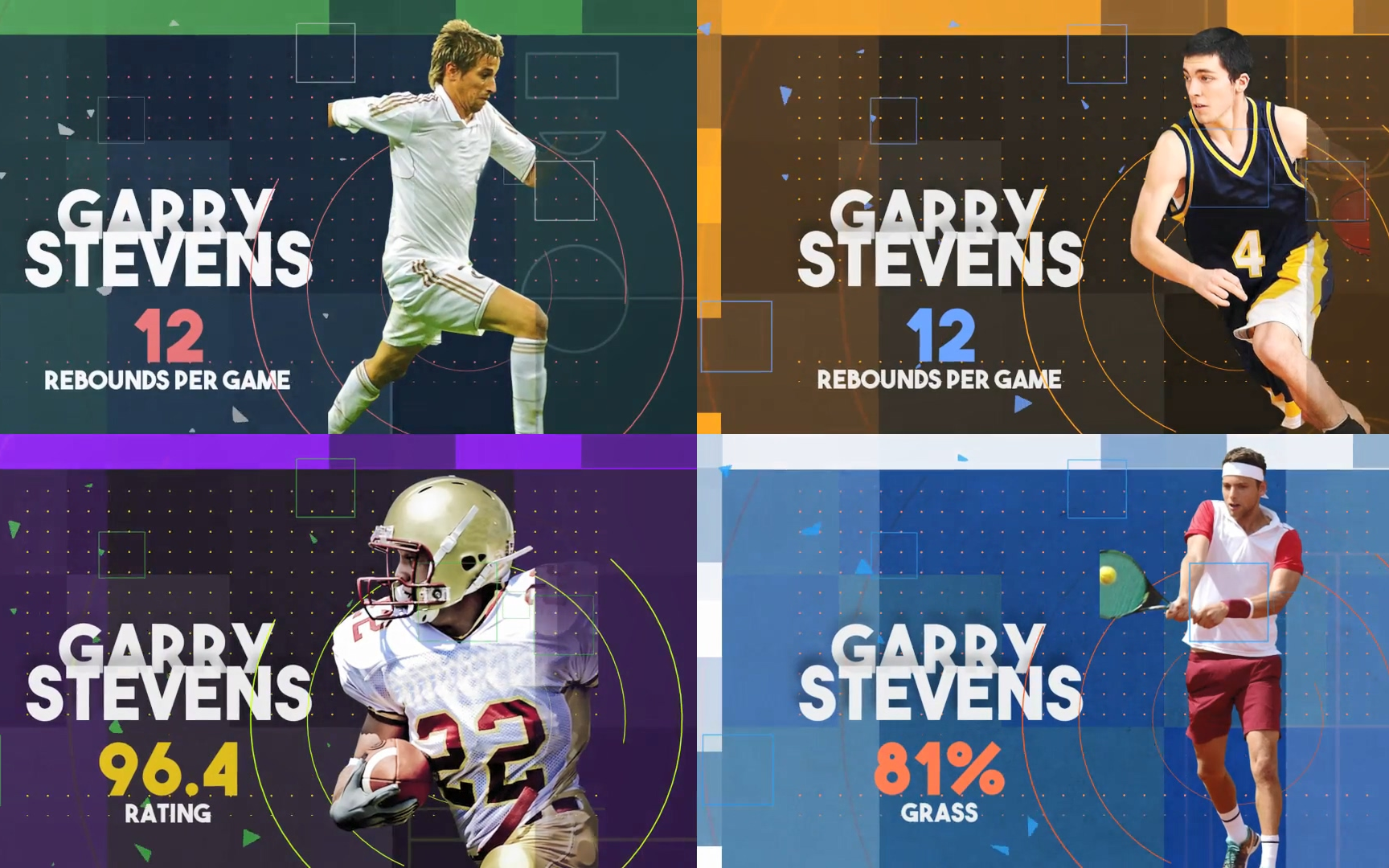 AE模板-体育运动赛事人物介绍赛事比分模板字幕条新闻内容介绍模板