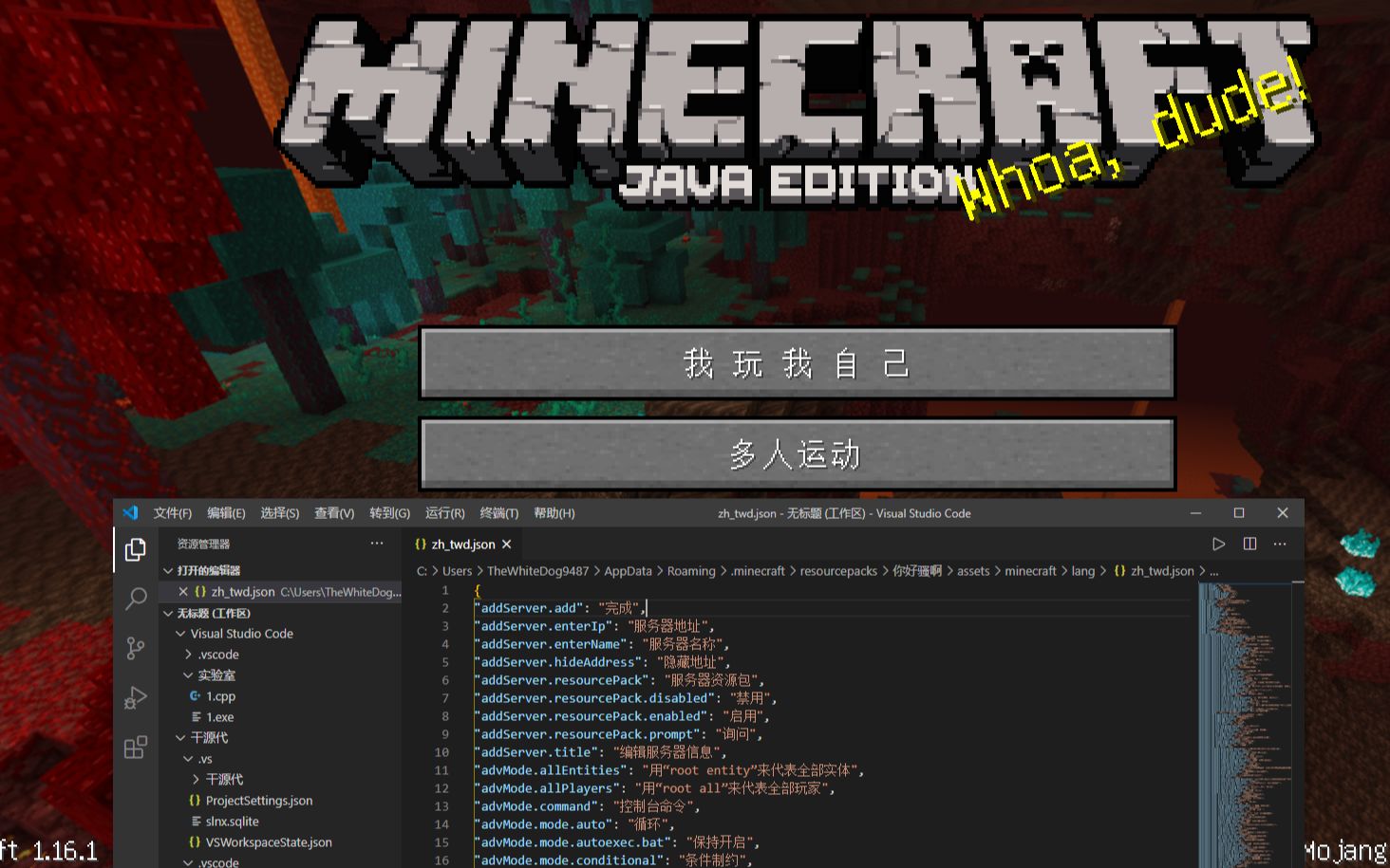 自定义你的Minecraft:通过资源包声明新语言&修改翻译