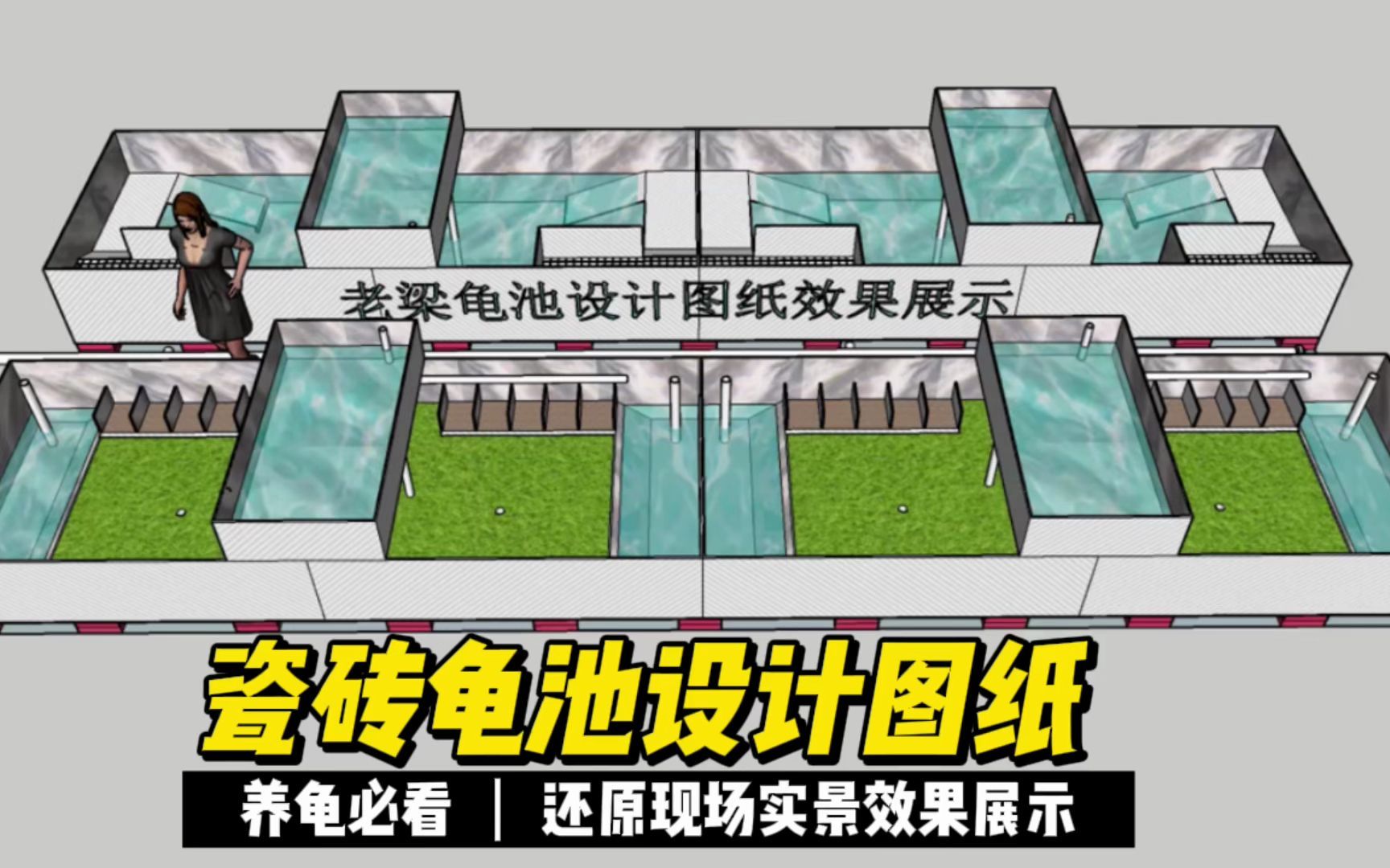 30平方的养龟场地如何建造,老梁瓷砖龟池设计图纸效果展示,简单而实用!