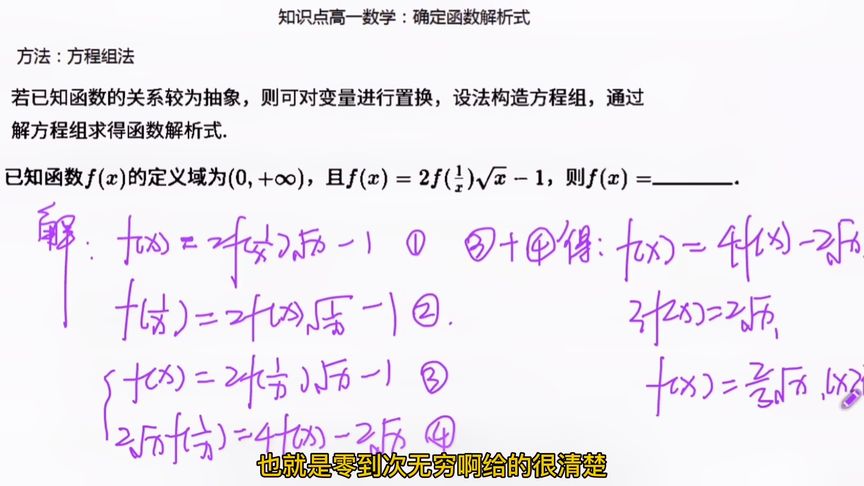 已知:f(x)=2f(1÷x)根号x-1,求f(x)得解析式,只能用方程组法