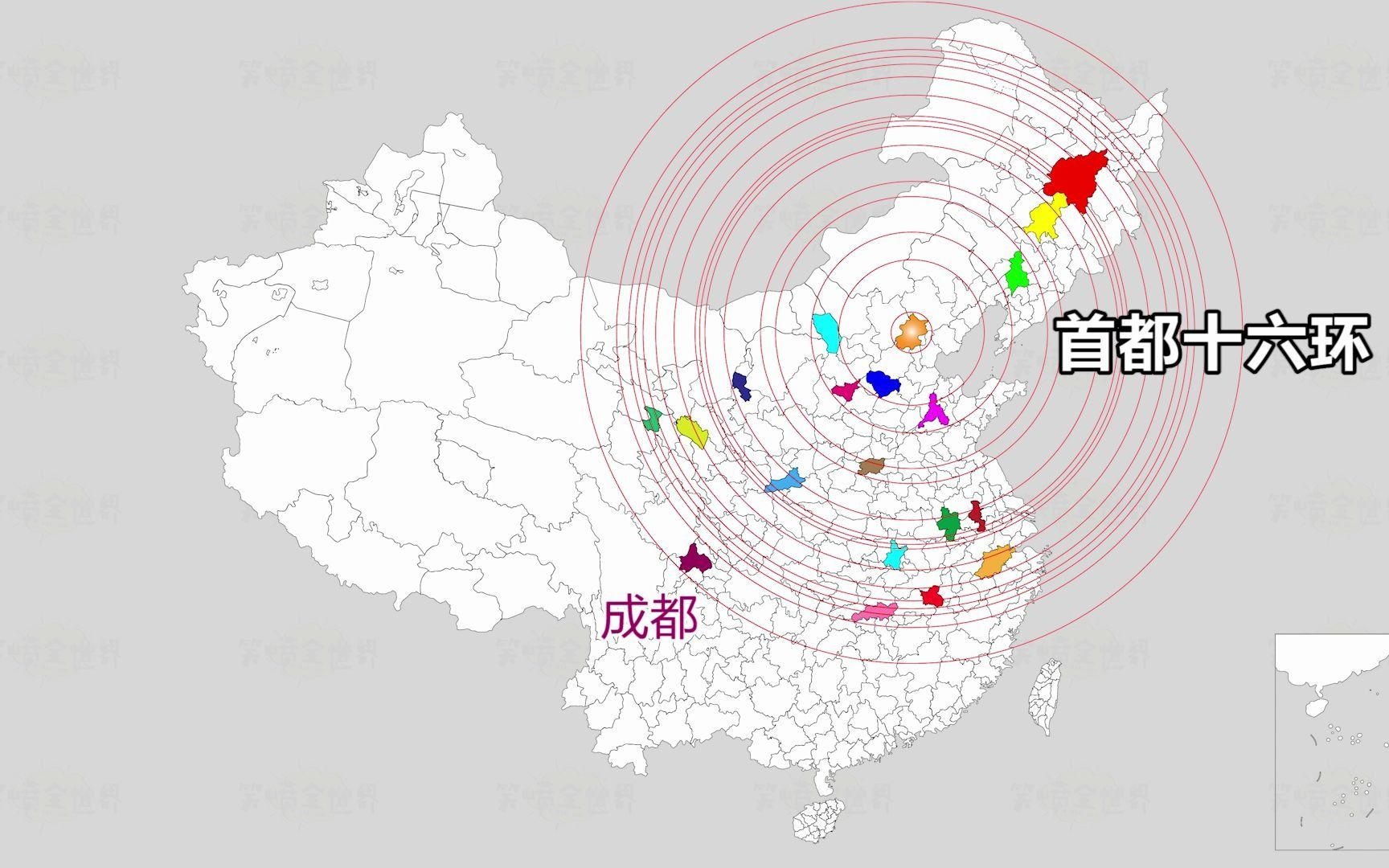 各省会离北京远近范围地图,石家庄最近,最远不是乌鲁木齐