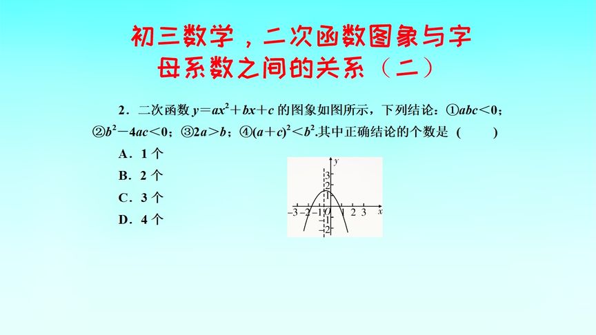 初三数学,二次函数图象与字母系数之间关系的判断(二)学浪计划