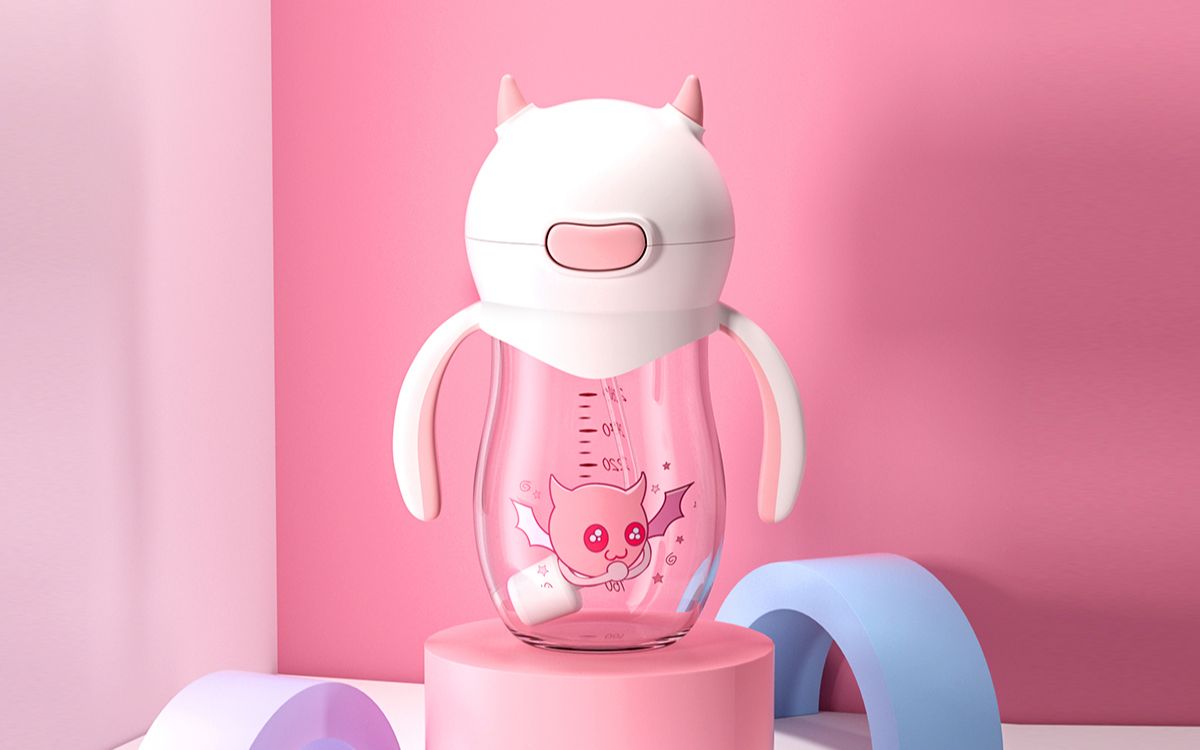 【C4D教程】渲染篇-C4D儿童学饮杯奶瓶透明塑料材质渲染-C4D电商...