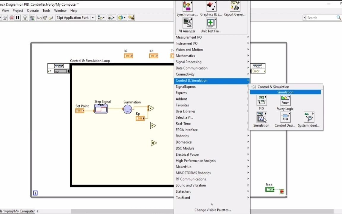 PID control simulation using Labview