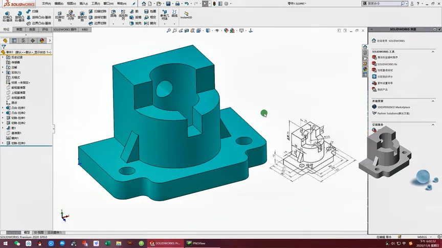 SolidWorks草图与工程图标注的关系值得注意,用一个模型介绍一下