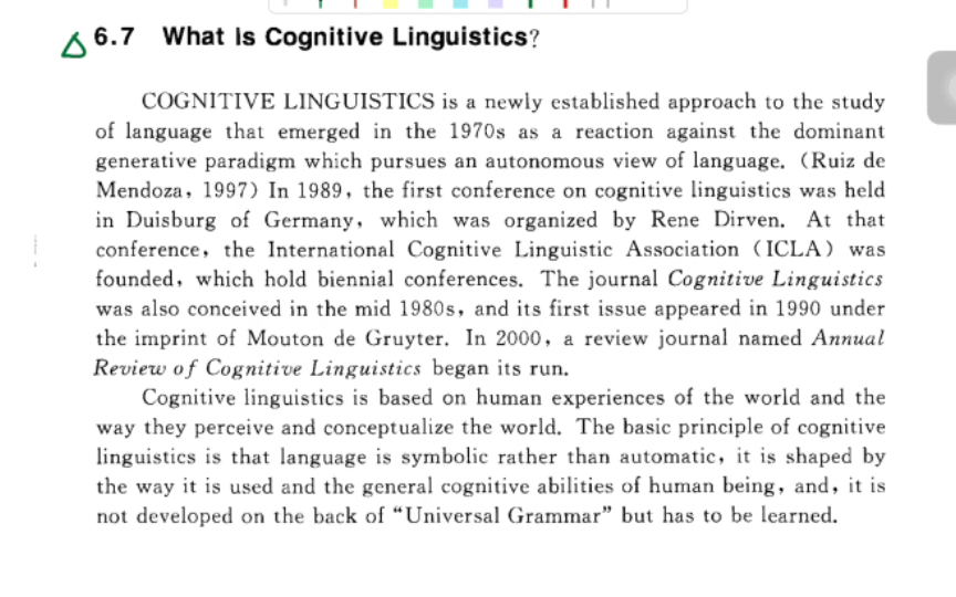 胡壮麟《语言学教程》Chapter 6 Language and Cognition 6.7-6.13