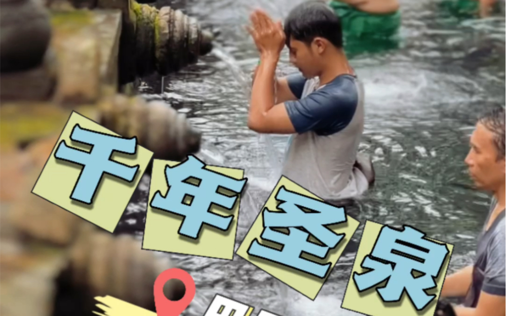 巴厘岛圣泉寺,千年泉眼。传说清凉泉水净化能量,当地人游客排队沐浴...