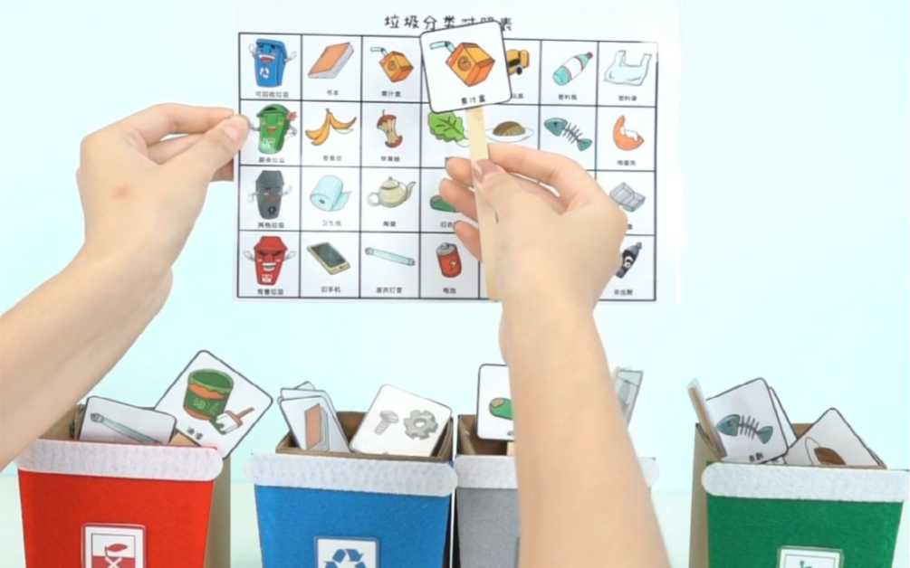 ...《垃圾桶插卡》1、知道垃圾可以分成哪几类,认识垃圾桶的颜色标志2...