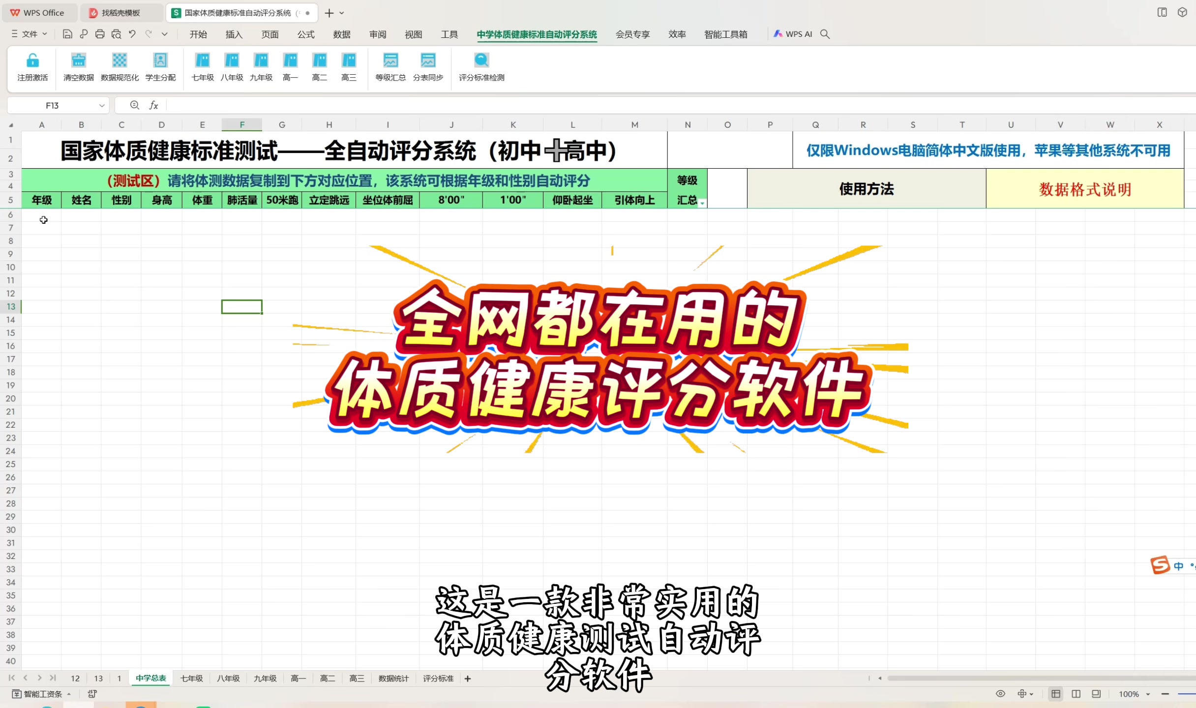 全网的体育老师都在用的。体质健康评分软件。各项目得分、每个同学...
