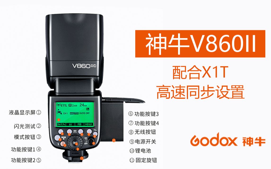 神牛V860II配合X1引闪器高速同步设置